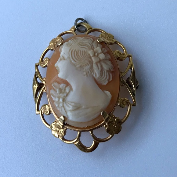 Vintage | Jewelry | Vintage Left Facing Shell Cameo 2k Gold Filled Pin ...